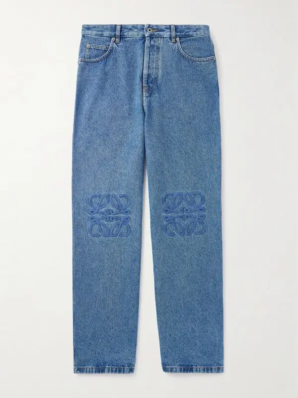 Loewe Anagram Wide-leg Jeans - Blue