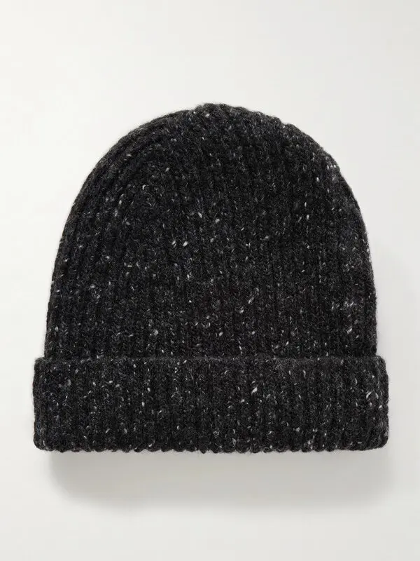Inis Meáin Ribbed Donegal Cashmere Beanie - Black