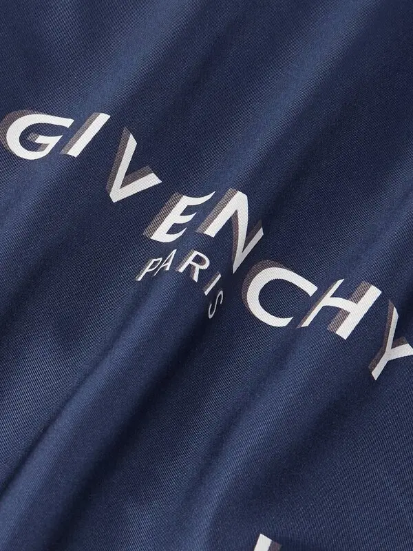 Givenchy Convertible-collar Logo-print Silk-twill Shirt