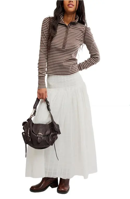 Free People Lake Stripe Rib Henley - Chocolate Combo