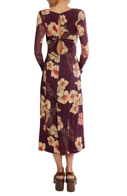 Free People Calla Floral Knit Midi Dress In Plum Combo - 60% Off |  Editorialist