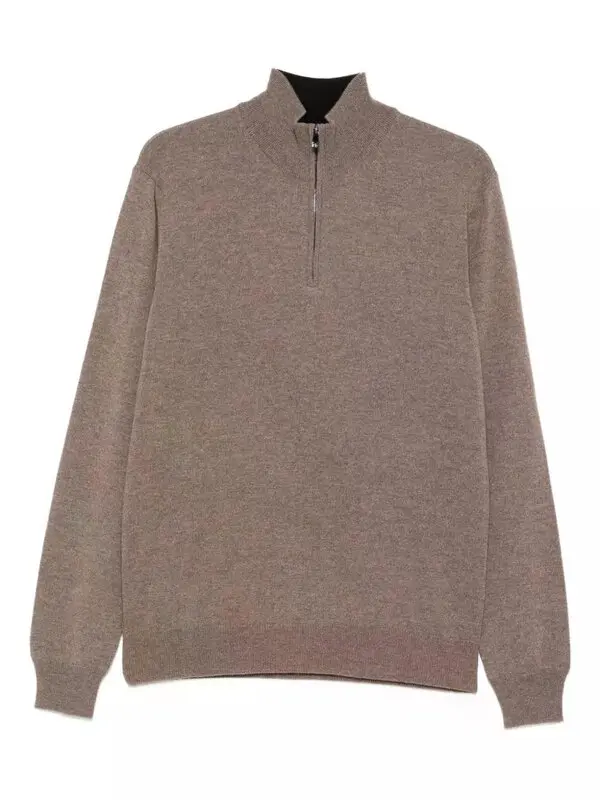 Corneliani High-neck Half-zip Sweater - Brown