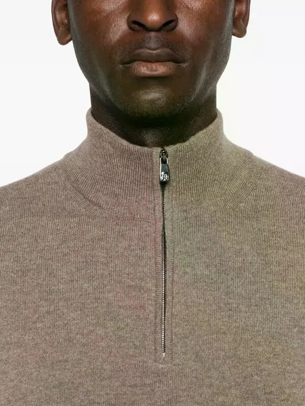Corneliani High-neck Half-zip Sweater - Brown