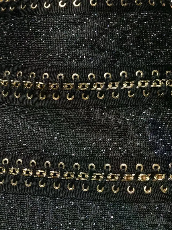 Balmain Chain-embellished Glittered Mini Skirt