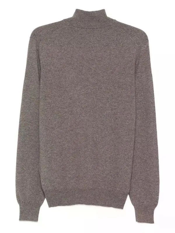 BARBA NAPOLI High-neck Half-zip Sweater - Brown