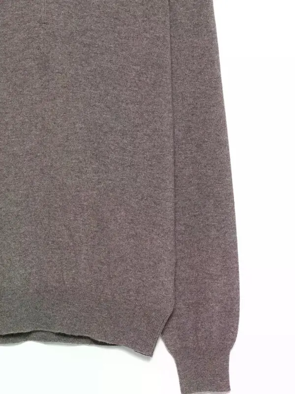 BARBA NAPOLI High-neck Half-zip Sweater - Brown