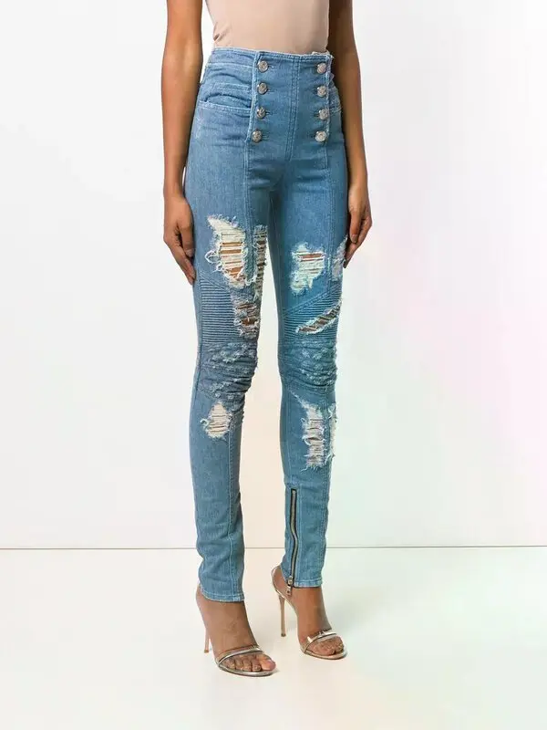 Balmain Button-front Skinny Jeans