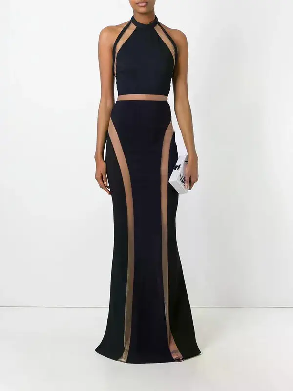 Balmain Paneled Evening Gown