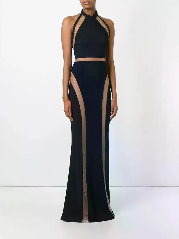 Balmain Paneled Evening Gown