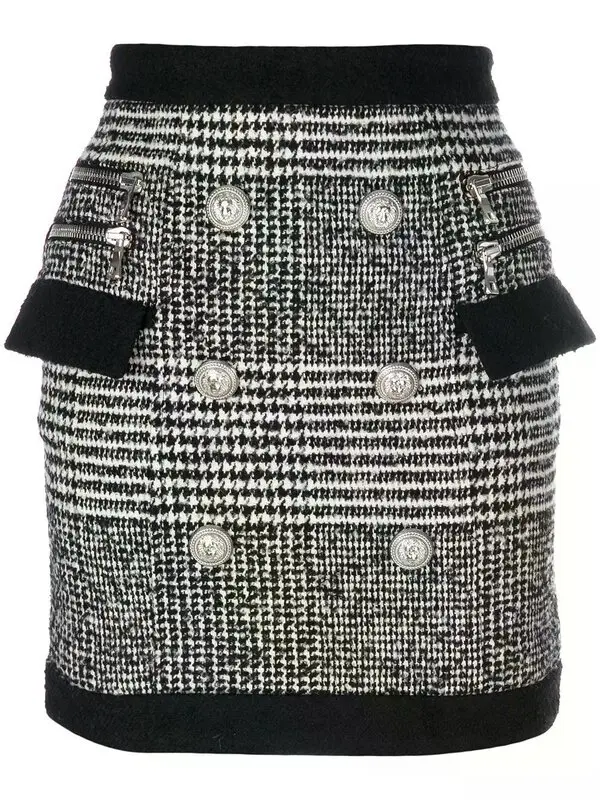 Balmain Buttoned Tweed Mini Skirt