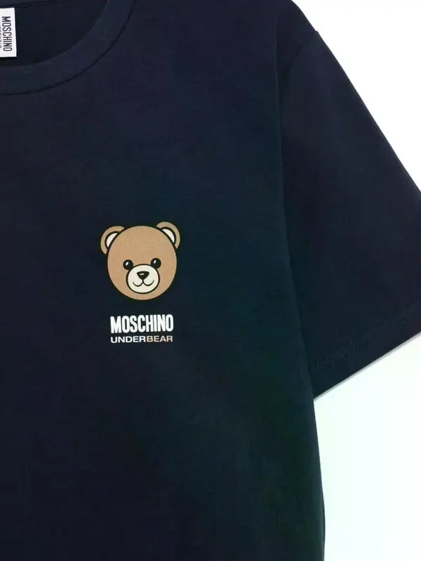 Moschino Bear-print Crew-neck T-shirt - Blue