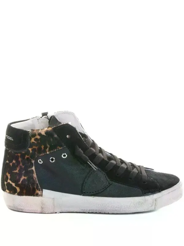 Philippe Model Leopard-print High-top Sneakers - Black