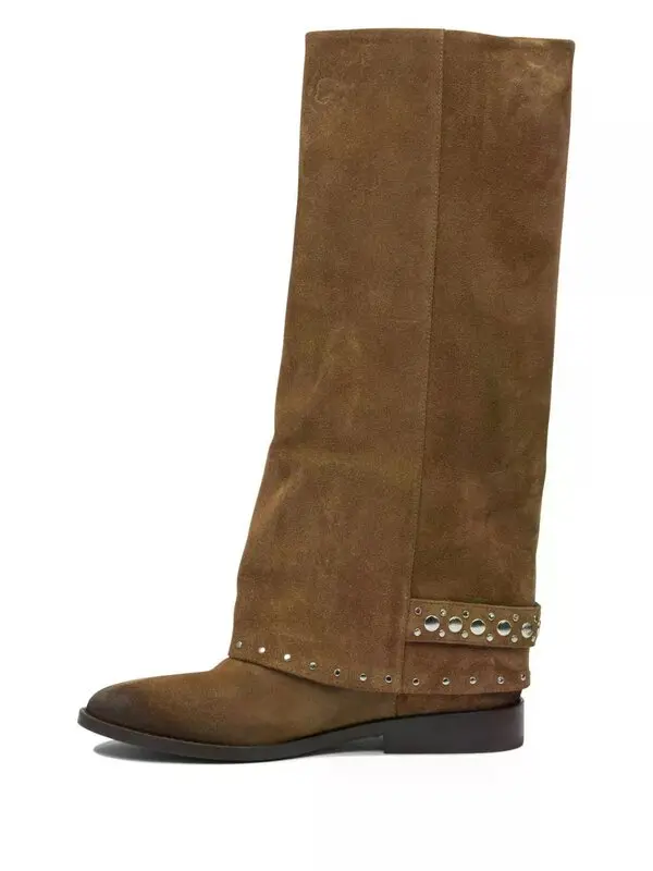 STRATEGIA SHOES Stud-embellished Suede Boots - Brown