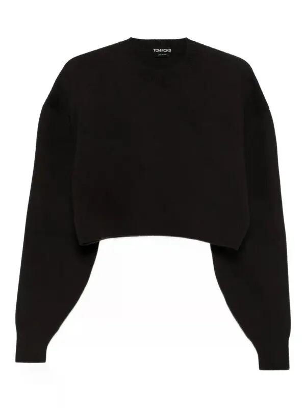 TOM FORD Round-neck Cropped Sweater - Brown