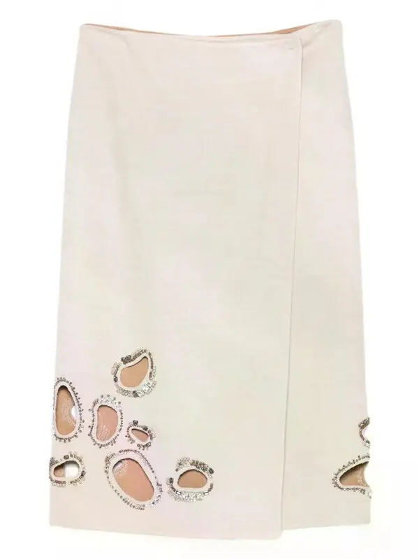 Fabiana Filippi Embellished Cut-out Midi Skirt - Neutrals