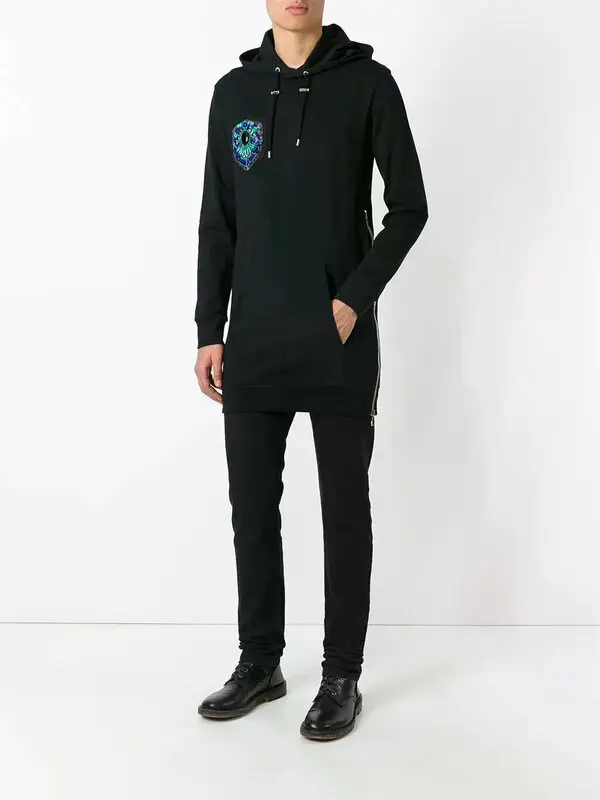 Balmain Embroidered Side Zip Hoodie