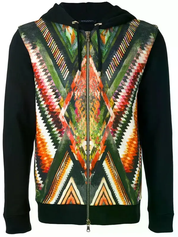 Balmain Folkloric Print Hoodie