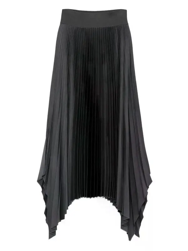 JOSEPH Pleated Asymmetric Hem Midi Skirt