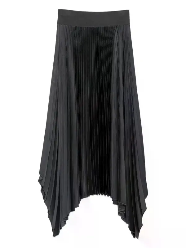 JOSEPH Pleated Asymmetric Hem Midi Skirt