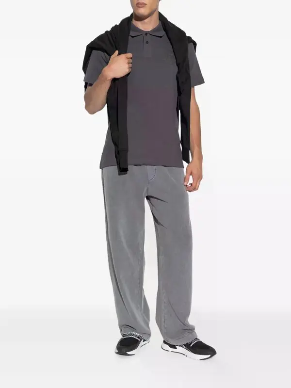 Versace Logo Cotton Polo Shirt - Grey