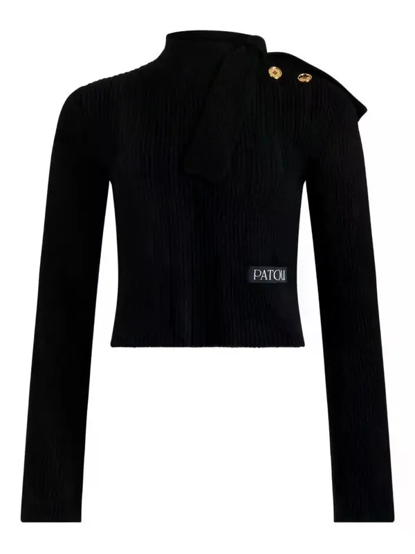 PATOU Scarf-collar Knit Sweater - Black