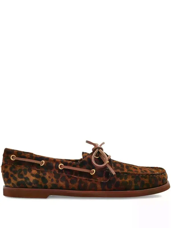 GIANVITO ROSSI Vandée Leopard Print Boat Shoes - Brown