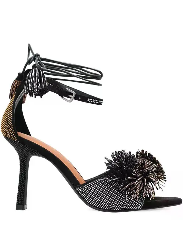 Kurt Geiger 90mm Embellished Ankle-tie Sandals - Black