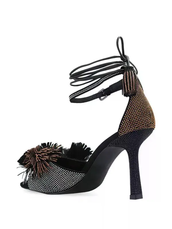 Kurt Geiger 90mm Embellished Ankle-tie Sandals - Black