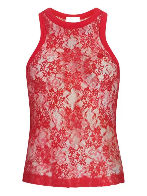 PATOU Lace Jersey Tank Top - Red