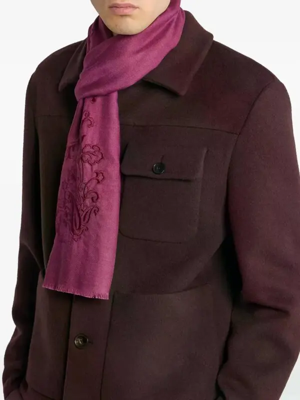Etro Paisley-embroidered Scarf - Pink