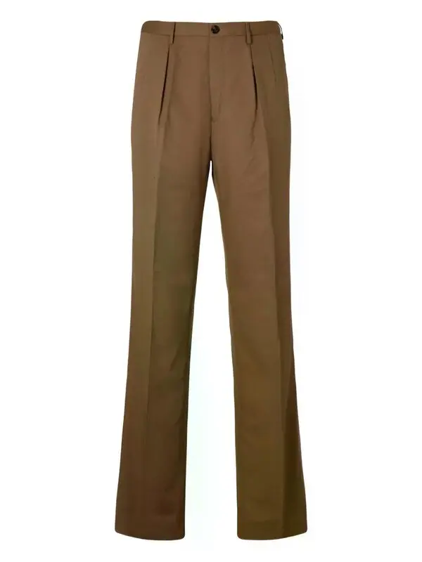 SLOWEAR Pleated Cotton-blend Trousers - Brown