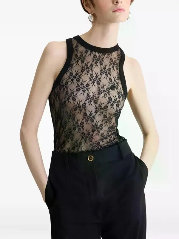 PATOU Floral-pattern Lace Tank Top - Black