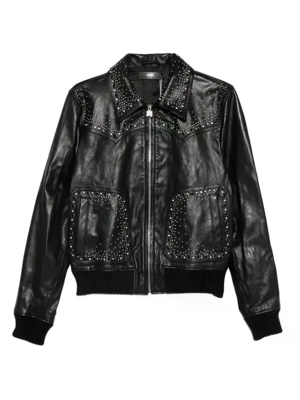 Amiri Crystal-embellished Leather Jacket - Black