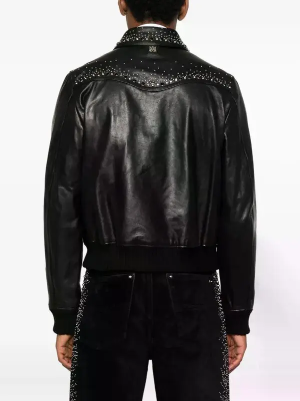 Amiri Crystal-embellished Leather Jacket - Black