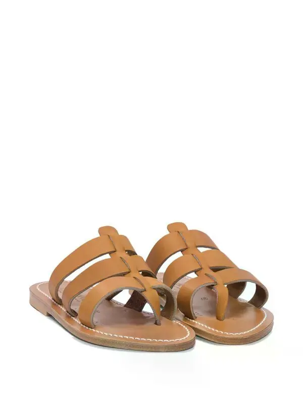 K.JACQUES Leather Thong Sandals - Brown