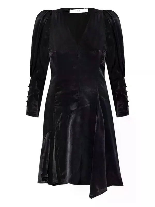 IRO PARIS Puff-sleeve Asymmetric Mini Dress - Black