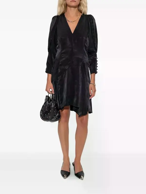 IRO PARIS Puff-sleeve Asymmetric Mini Dress - Black