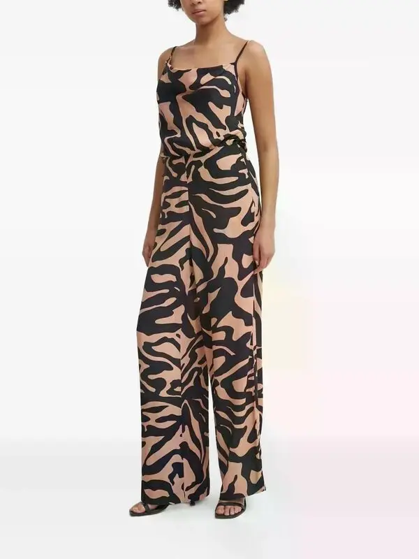 Sisley Cowl-neck Zebra-print Jumpsuit - Brown