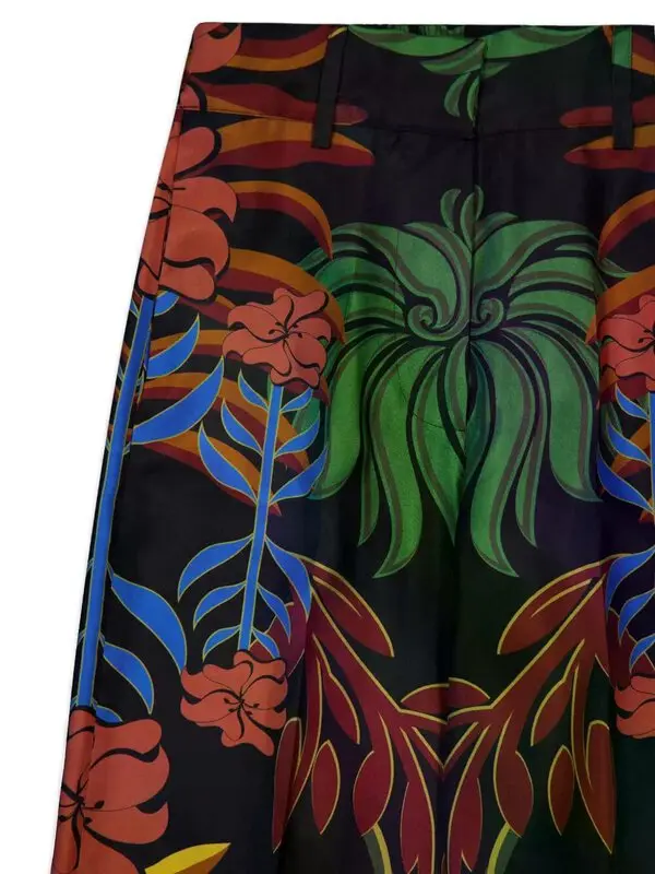 PAULA Floral-print Silk Twill Trousers - Black