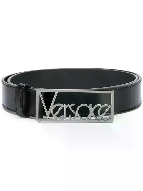 Versace Logo Buckle Belt - Black