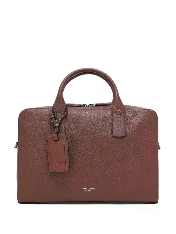 Giorgio Armani Leather Top-handle Briefcase - Brown