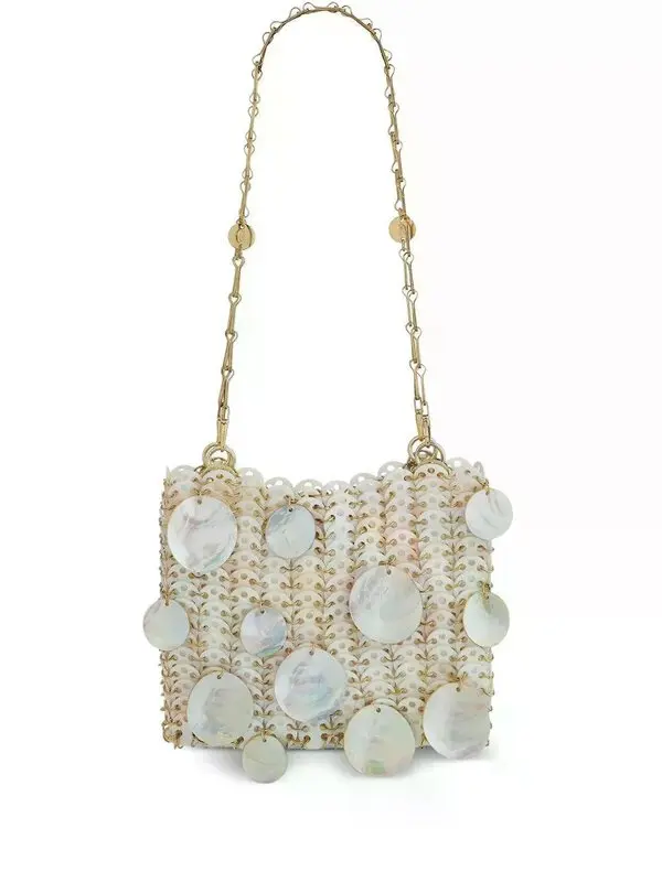 Rabanne 1969 Shell-embellished Mini Bag - Neutrals