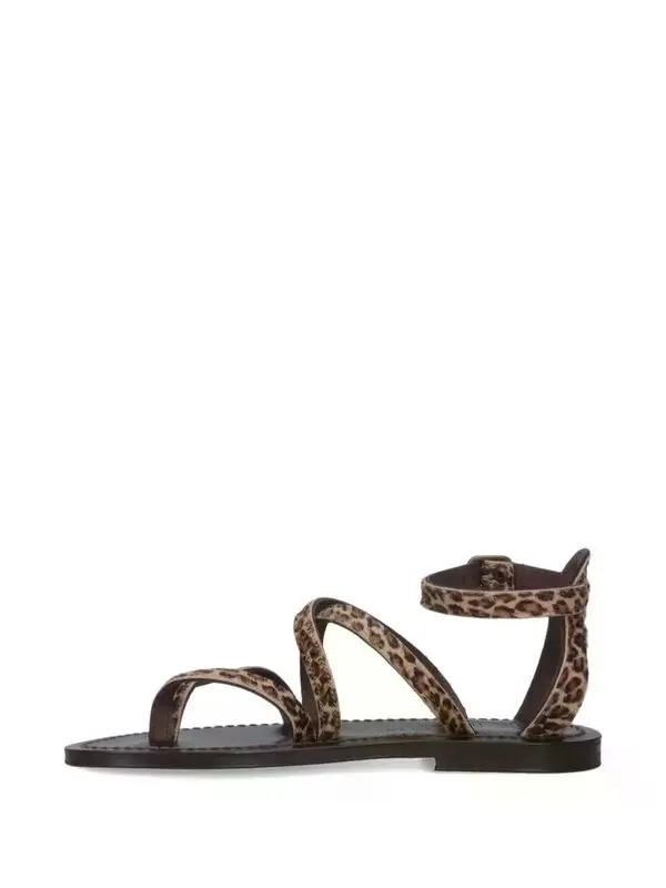 K.JACQUES Leopard Print Ankle Strap Sandals