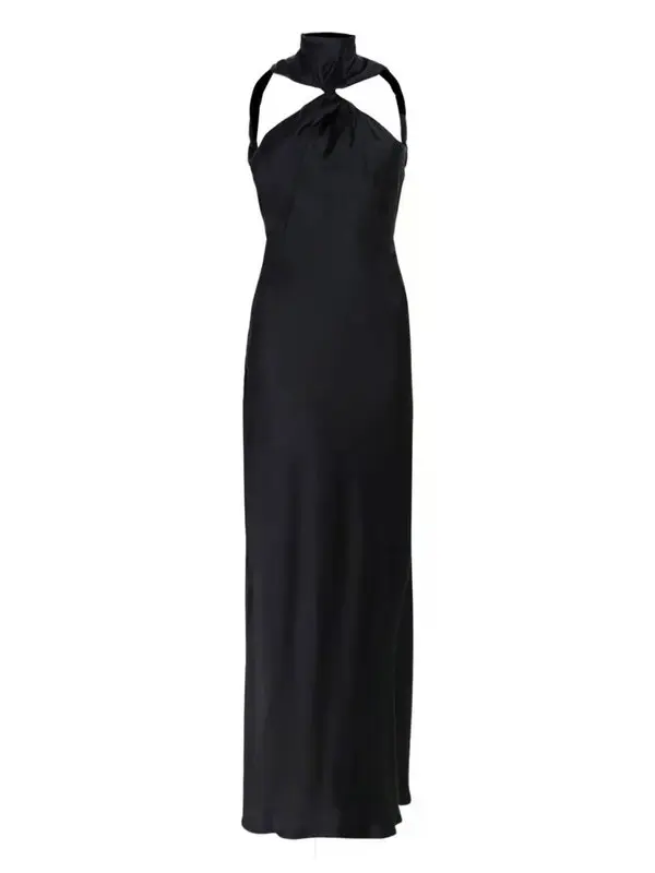 Attico High-neck Maxi Dress With Twisted Detail
