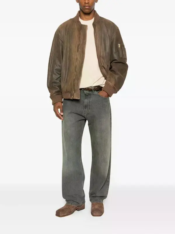 GOLDEN GOOSE Zip-fastening Leather Jacket - Neutrals