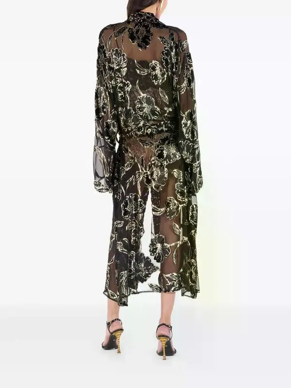 Roberto Cavalli Floral-embroidered Robe
