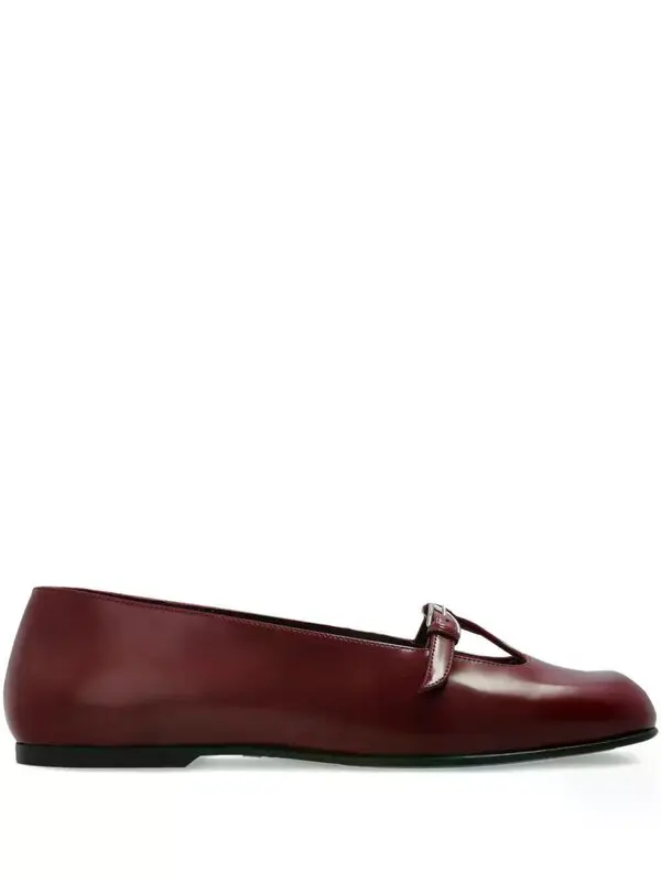 NODALETO Buckle-detail T-bar Ballet Flats - Red