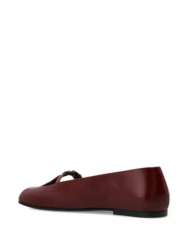 NODALETO Buckle-detail T-bar Ballet Flats - Red