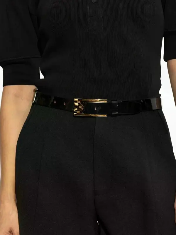 Victoria Beckham Wide-buckle Leather Belt - Black