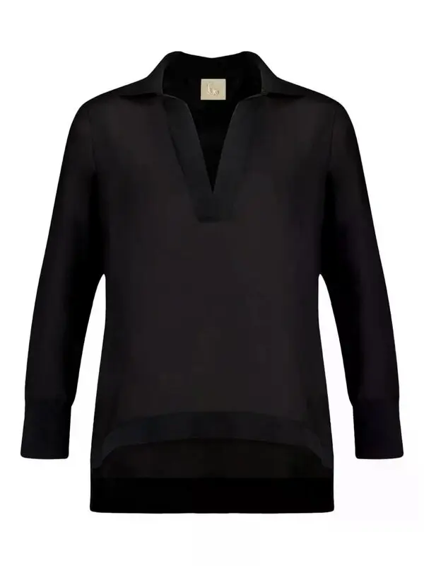 PAULA V-neck Long-sleeve Top - Black